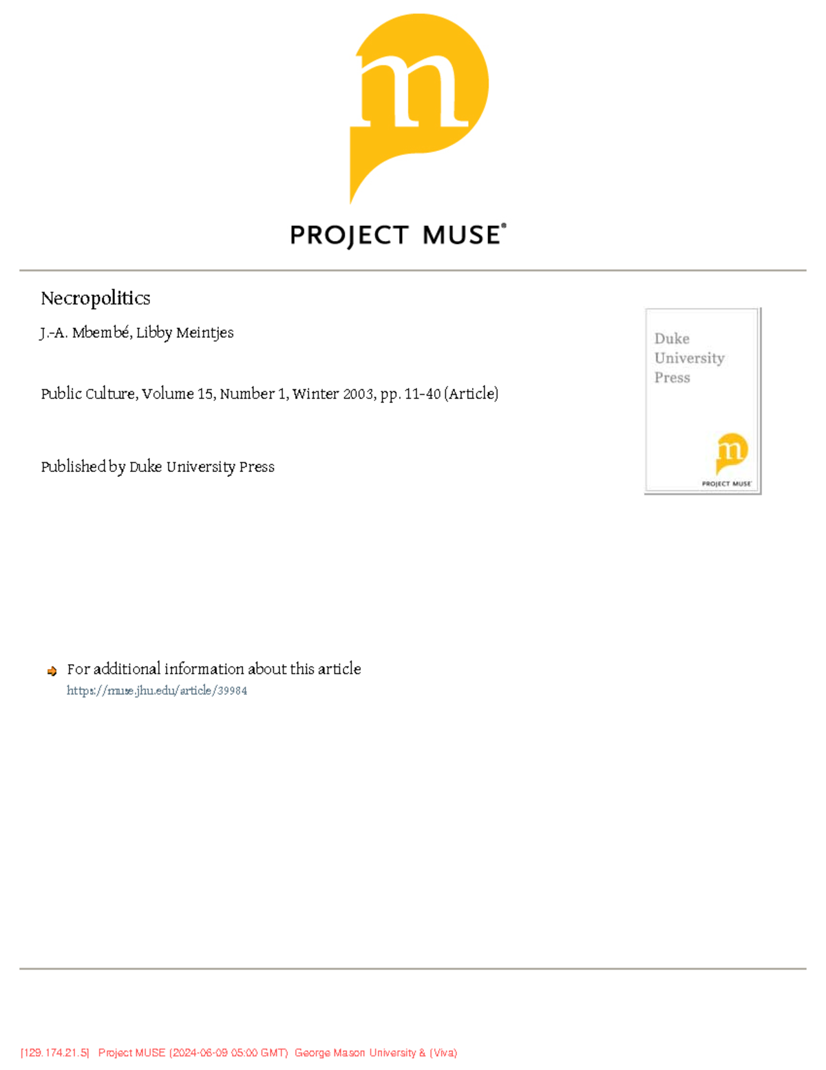 Necropolitics: Examining Life and Death Power Dynamics in Modernity ...