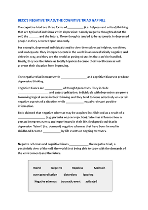 Evaluation sheet for Beck's negative triad and Ellis's ABC model ...