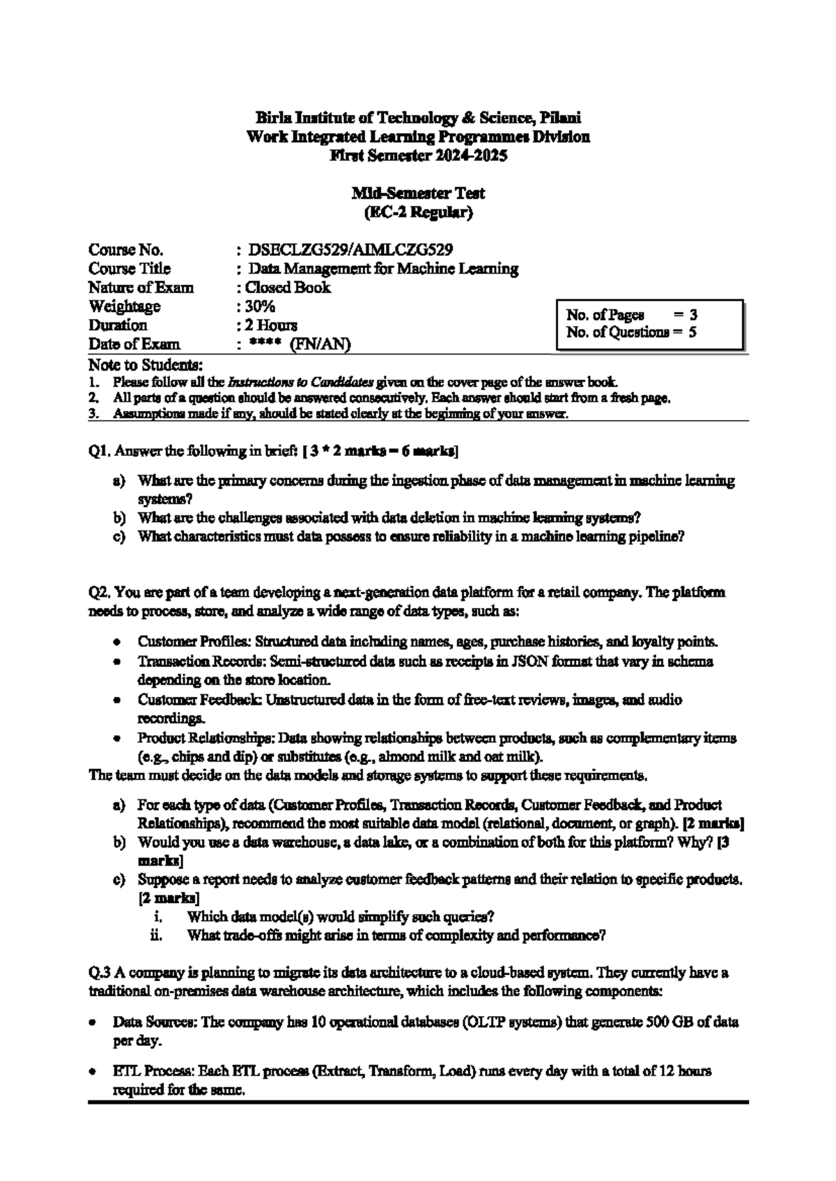 DMML - Data Management for Machine Learning Lecture Notes - Studocu