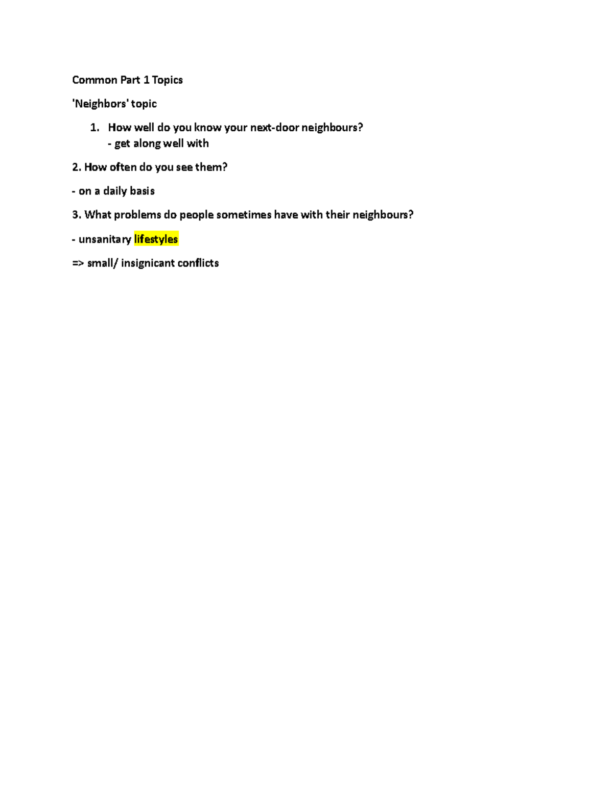 Common Part 1 Topics - sss - Common Part 1 Topics 'Neighbors' topic 1 ...