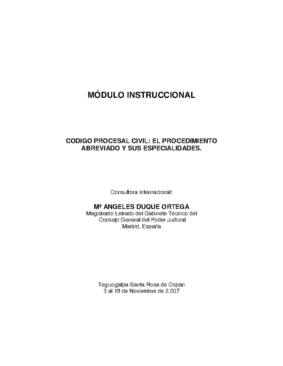 Módulo Instruccional: Procedimiento Abreviado y Especialidades en CPC - Studocu