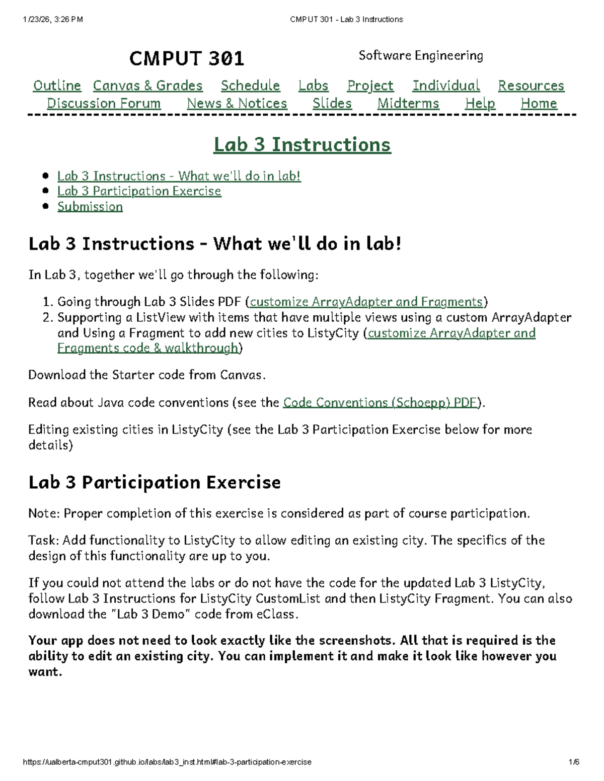 CMPUT 301 - Lab 3: Customizing ArrayAdapter and Fragments Instructions ...