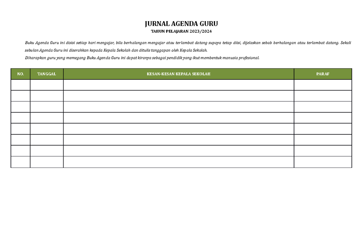 Jurnal Mengajar IPA Kelas 7 Tahun Pelajaran 2023 - Studocu