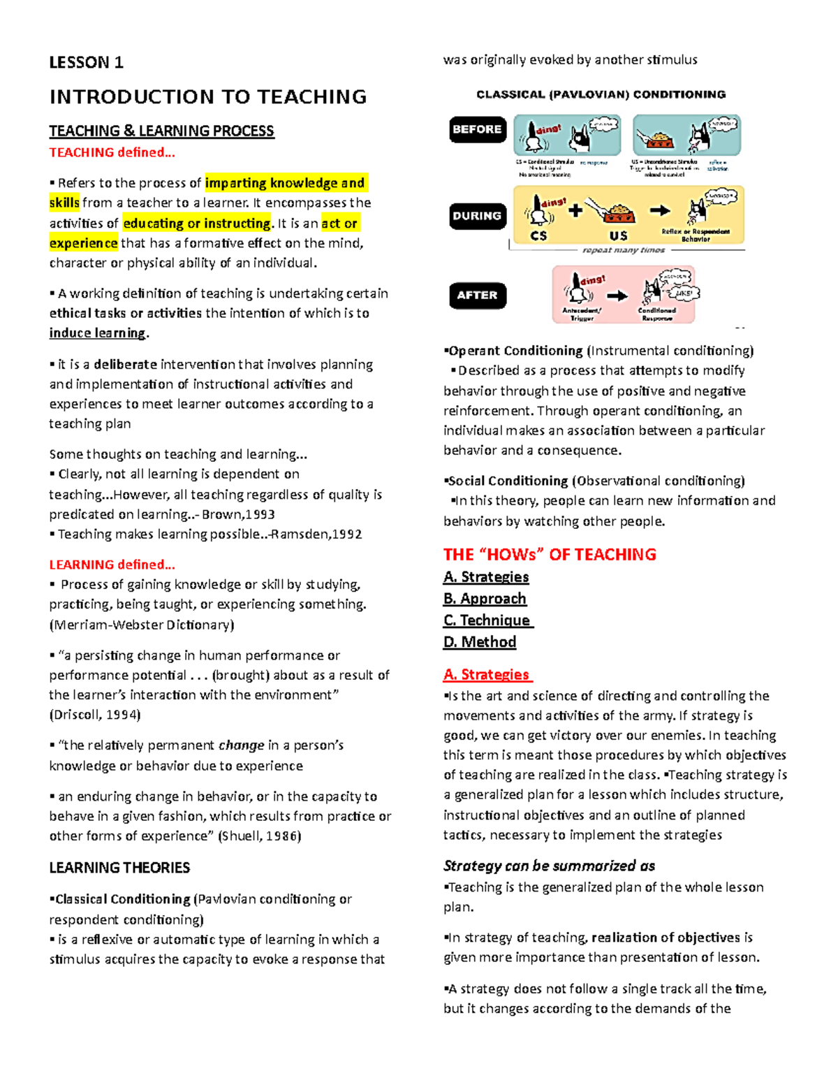 Principles & Strategies of Teaching in Medical Lab Science Lesson - Studocu