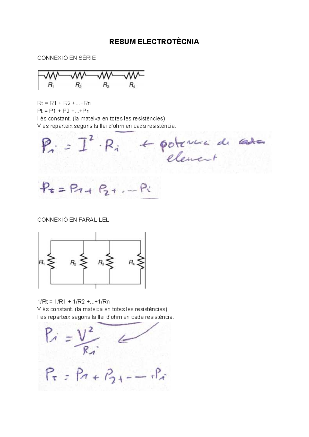 Teoria Electrotècnia - Electrónica i Electrotécnia - RESUM ...