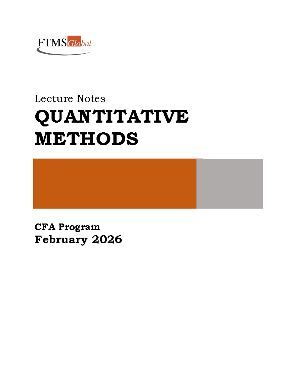 Lecture Notes: Quantitative Methods (CFA Program) - February 2026 - Studocu