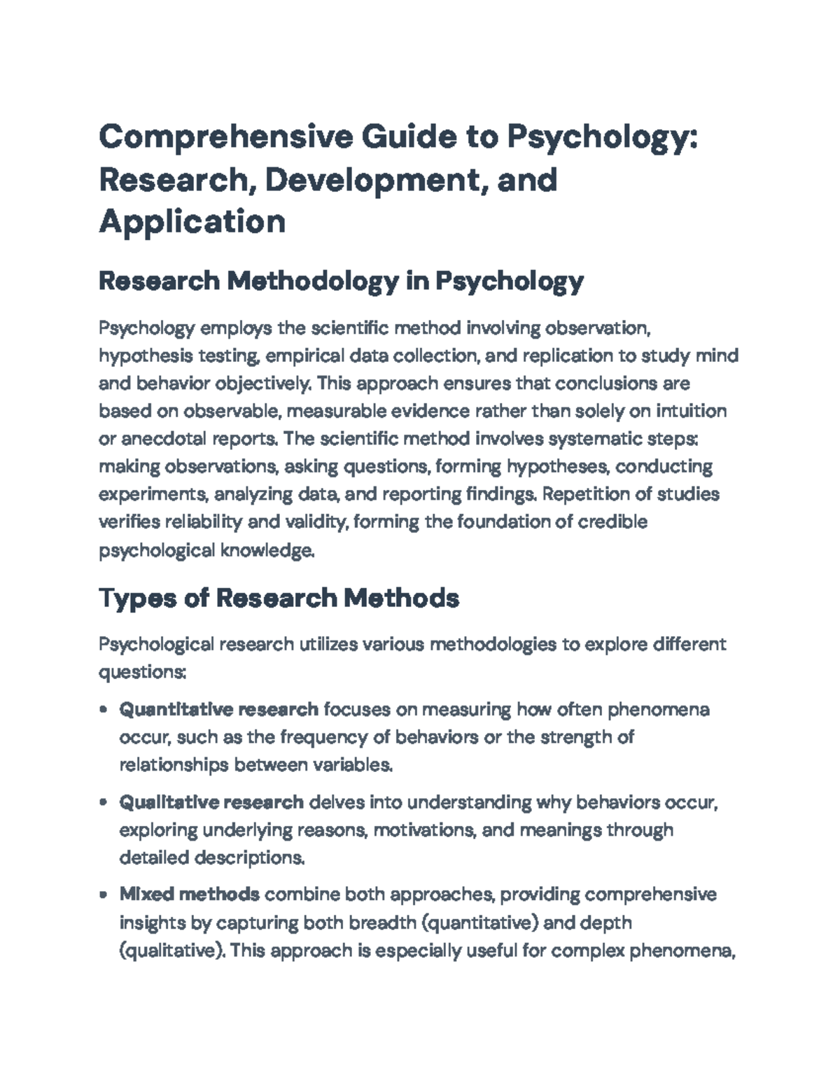 Comprehensive Guide to Psychology: Research Methods & Applications ...