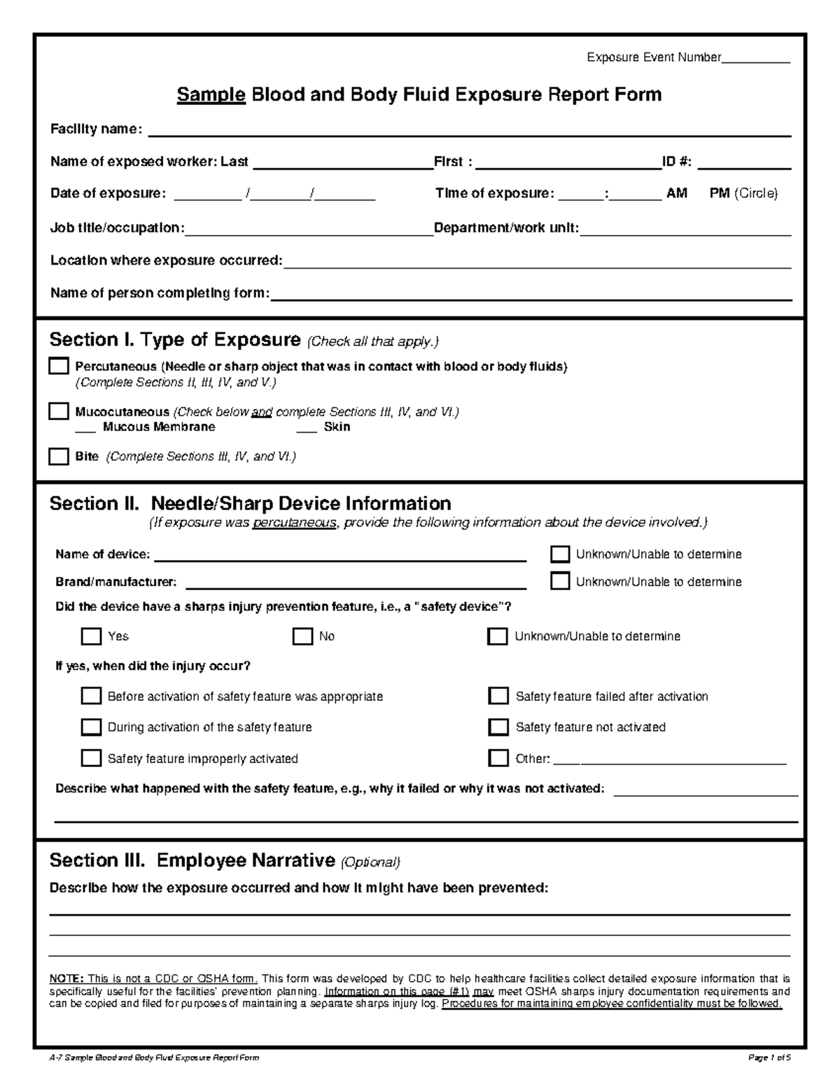 MAS110 Week 1 Blood and Body Fluid Exposure Report Template - Studocu