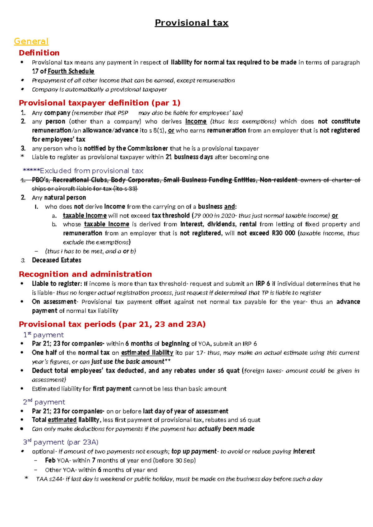 12. Provisional Tax: Definitions, Administration, and Penalties ...