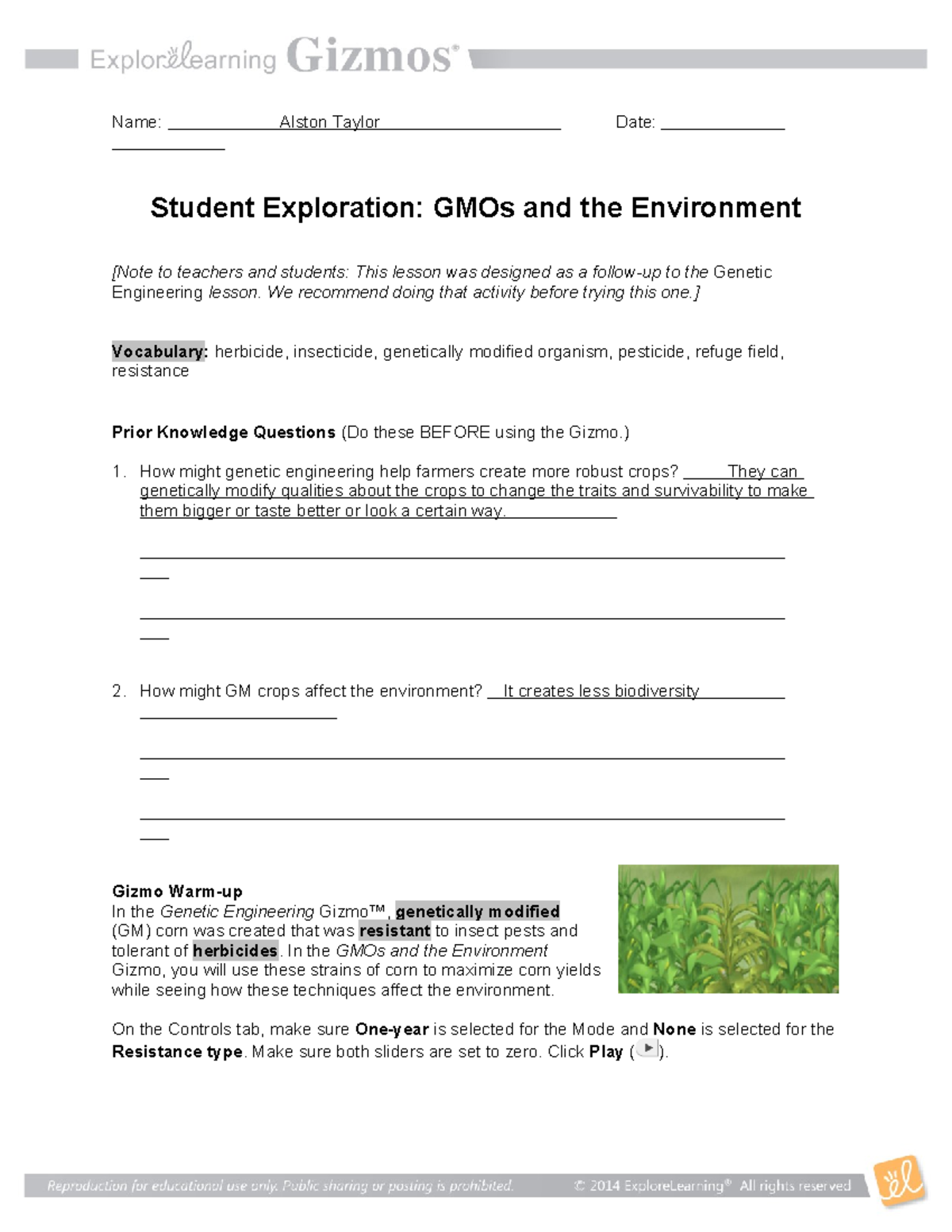GMOs and the Environment SE - Lesson on Genetic Engineering Effects ...