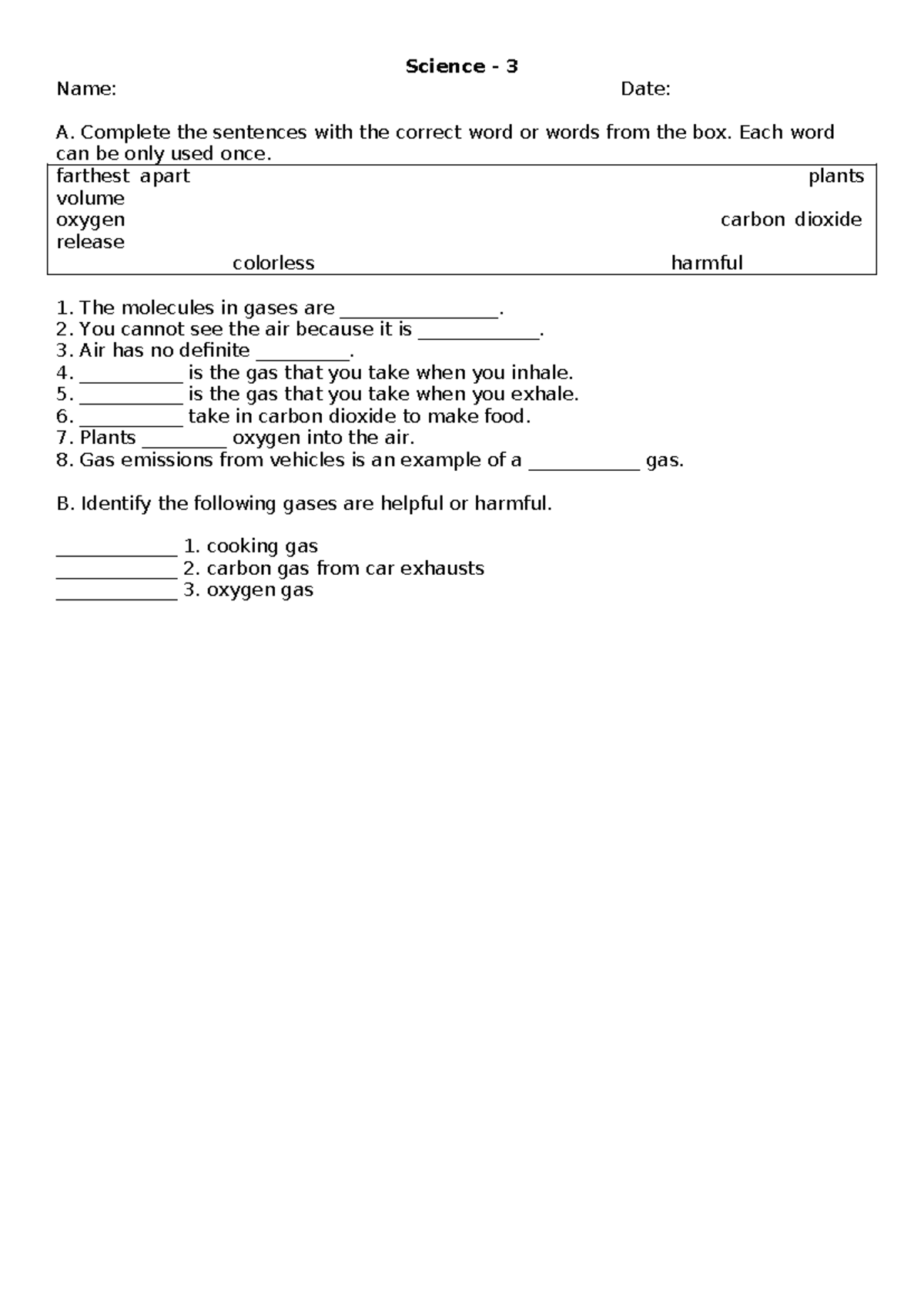 Grade 3 Science & Math Activity - Aug 1 - Studocu