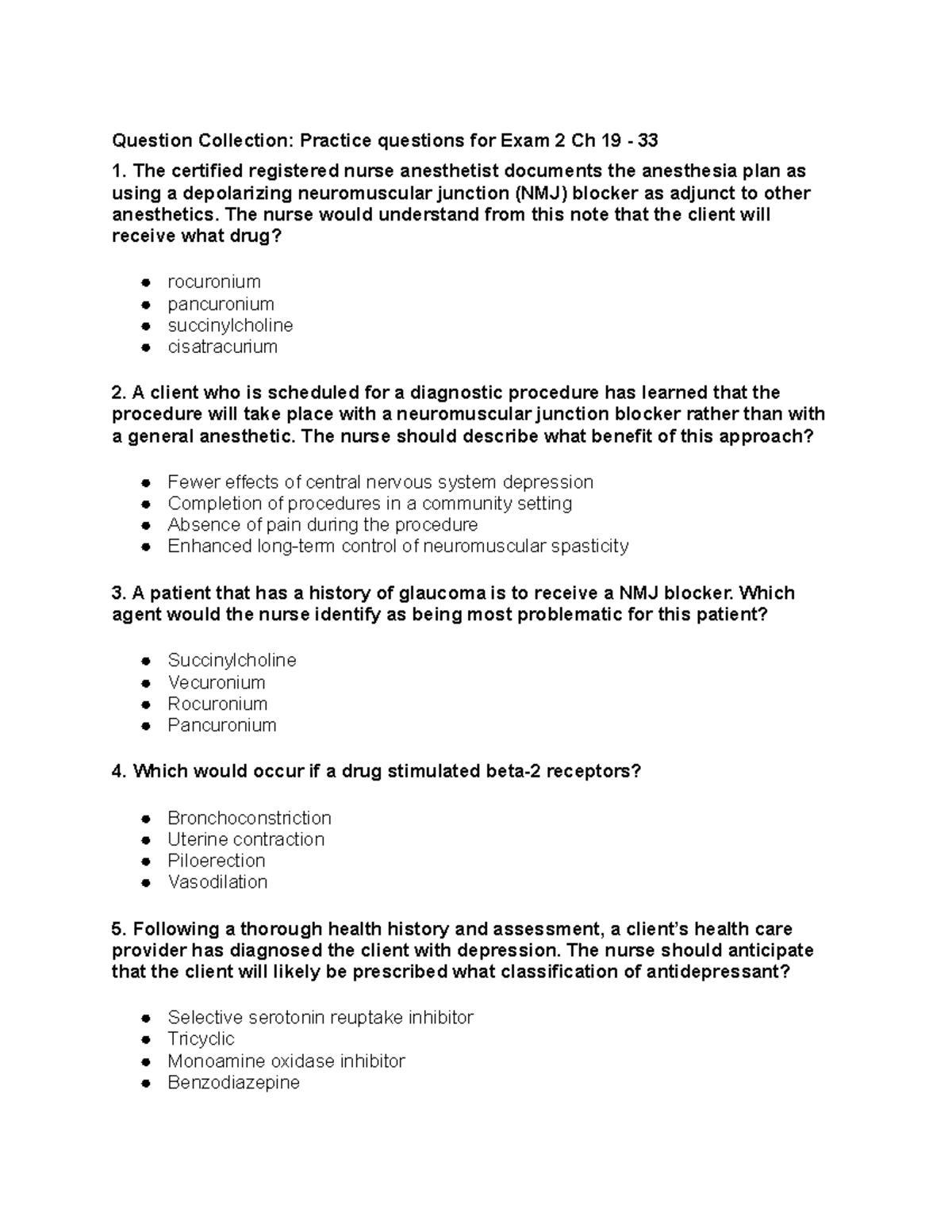 Pharm. Exam 2 Practice Questions - Question Collection: Practice ...