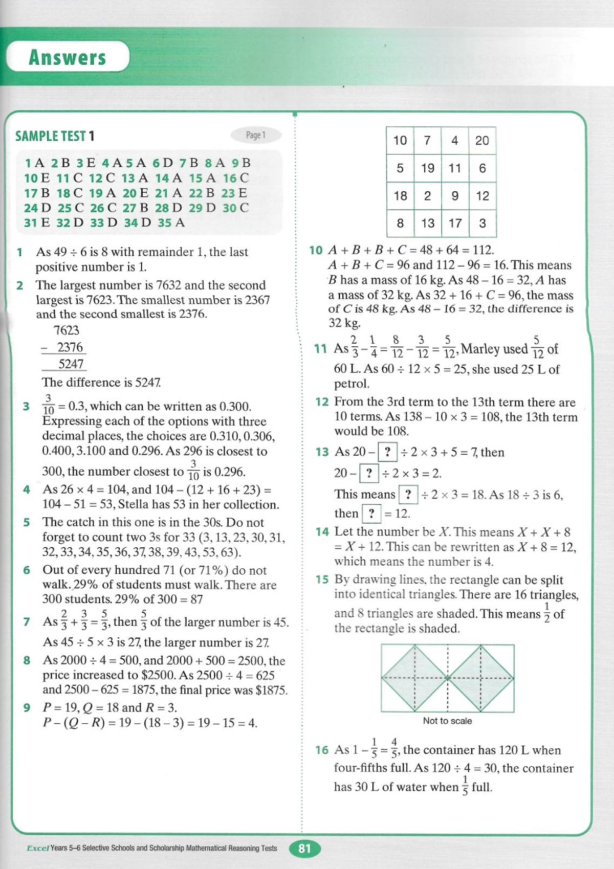 Answer Sample Test - Selective School & Scholarship Math Reasoning ...