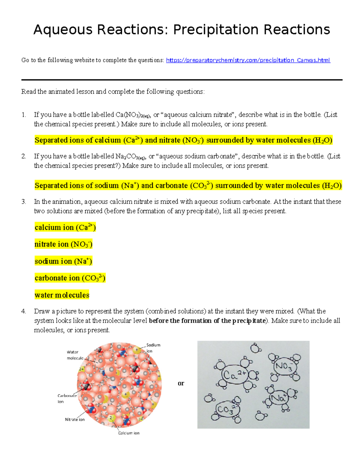 Chem 101: Precipitation Reactions Online Lab Answers and Insights - Studocu