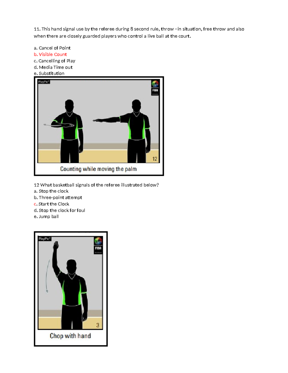 Basketball Hand Signals Fiba
