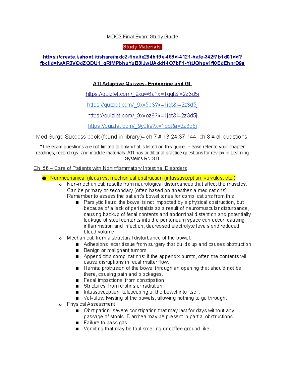 MDC II Exam 1 Study Guide: Key Concepts in Cancer and Treatment - Studocu