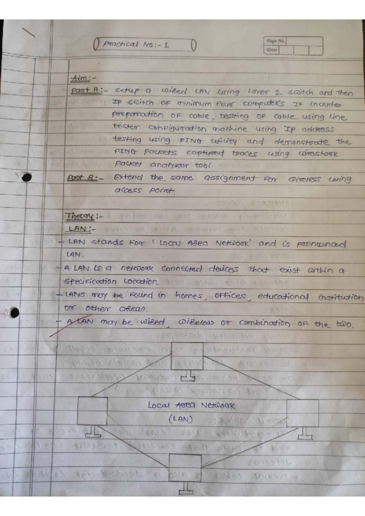 CNS Practical 1: Setting Up a Wired LAN with IP Testing and Wireshark ...
