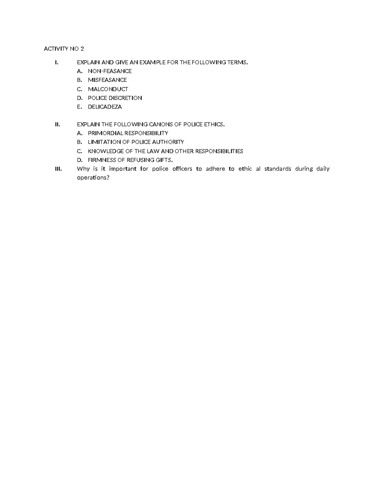 Activity NO 2 - ACTIVITY NO 2 I. EXPLAIN AND GIVE AN EXAMPLE FOR THE ...