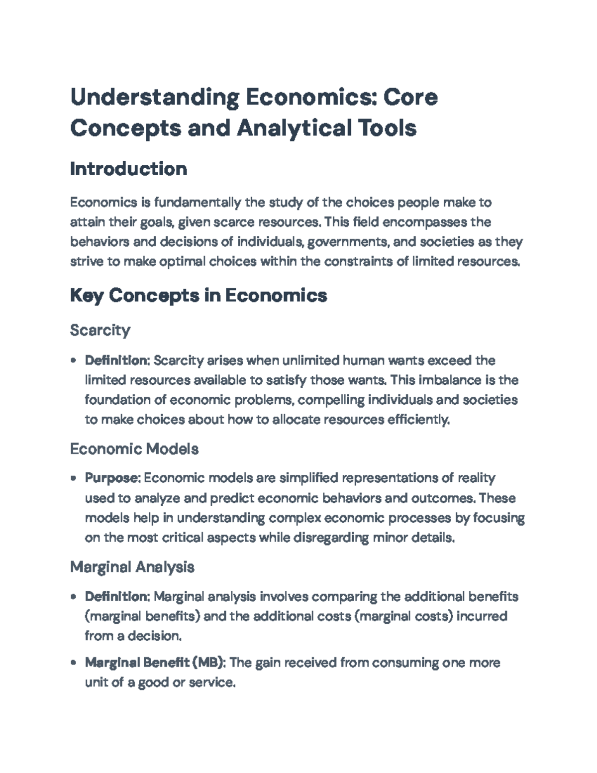 Economics 101: Understanding Core Concepts and Analytical Tools ...