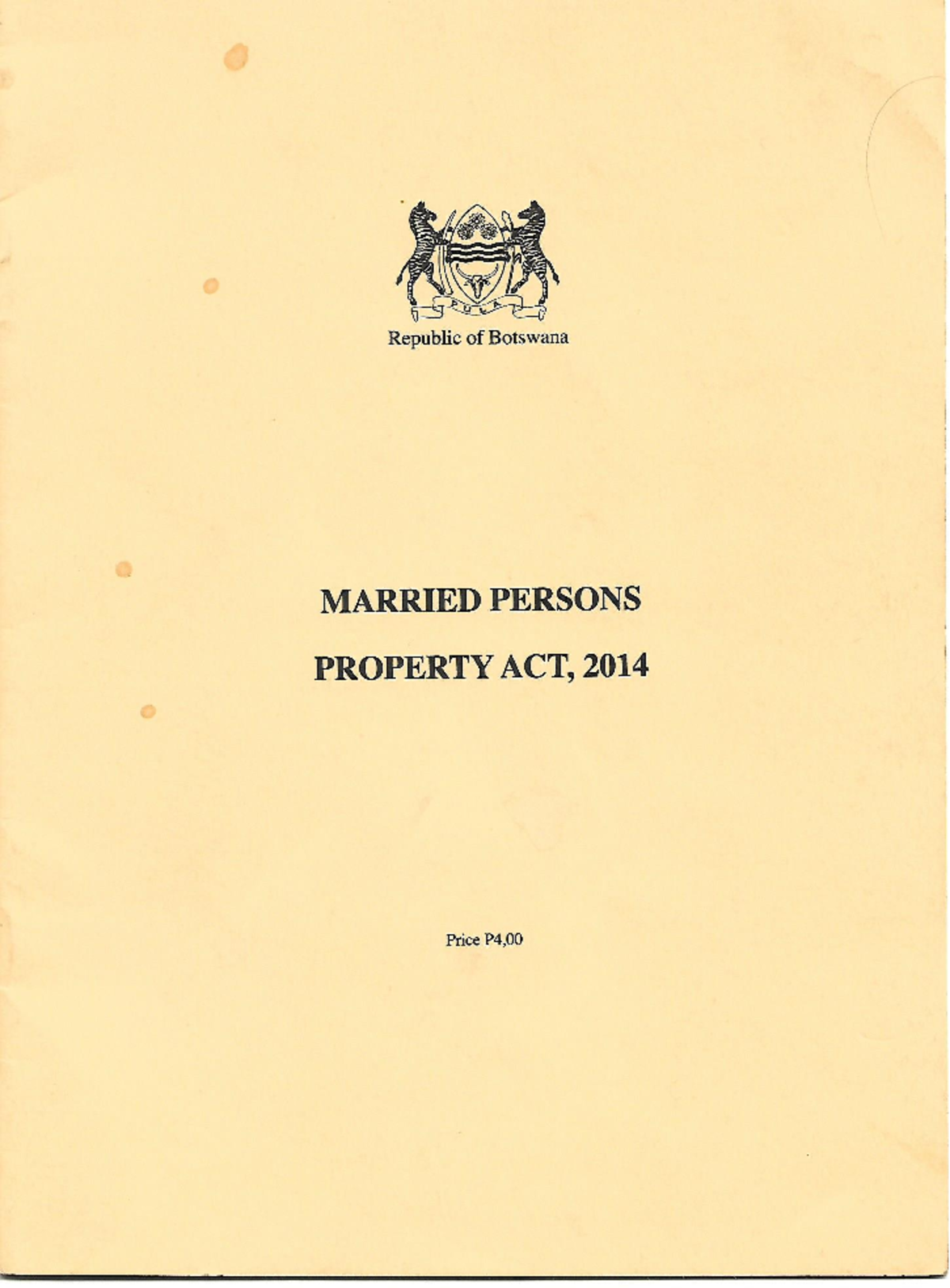 Married Persons Property Act, 2014 - Key Provisions and Forms - Studocu
