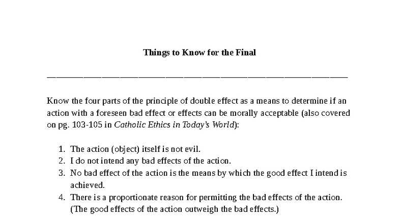 Catholic Ethics Final Exam Study Guide (CETH 101) - Studocu