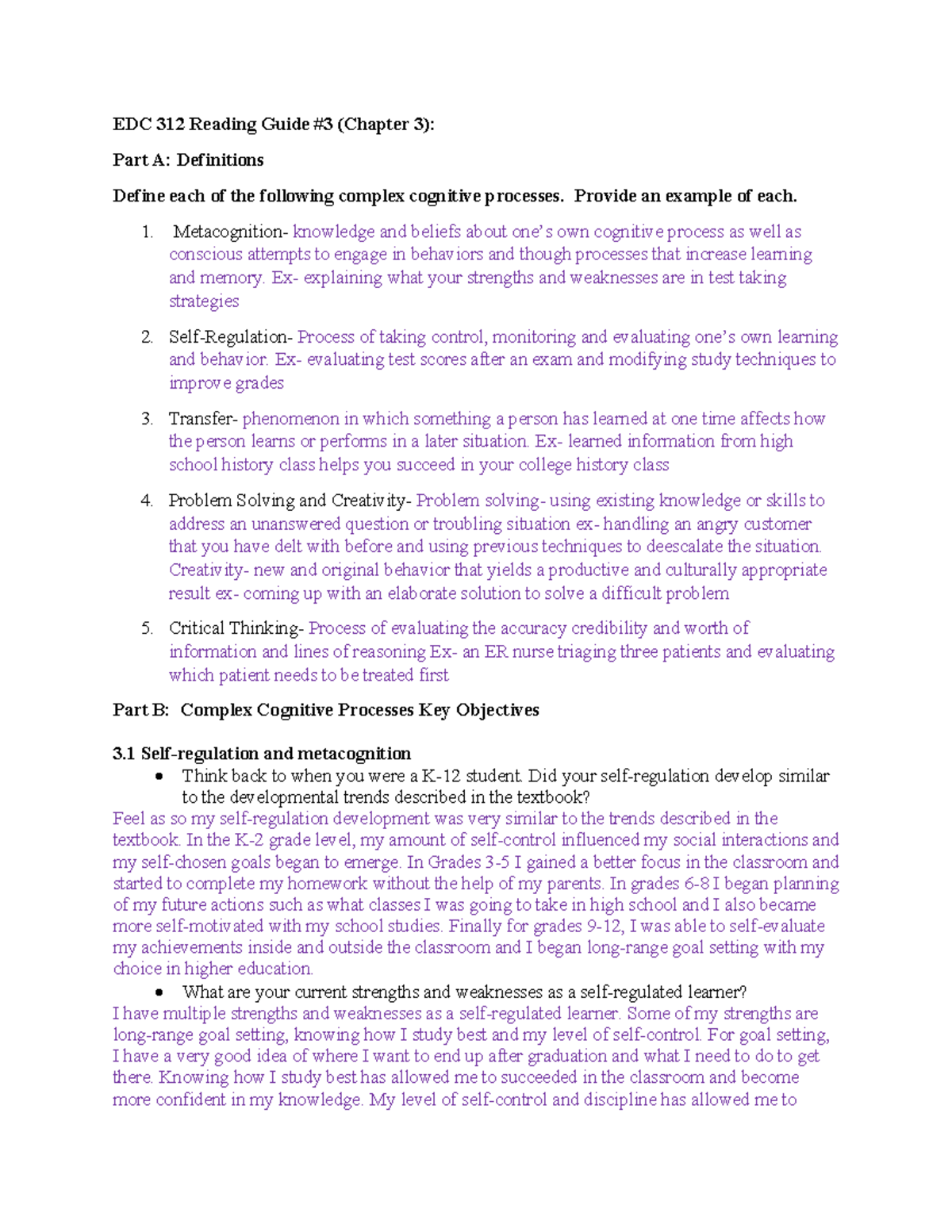 EDC 312 RG3 Chapter 3 - Reading guide 3 - EDC 312 Reading Guide #3 ...