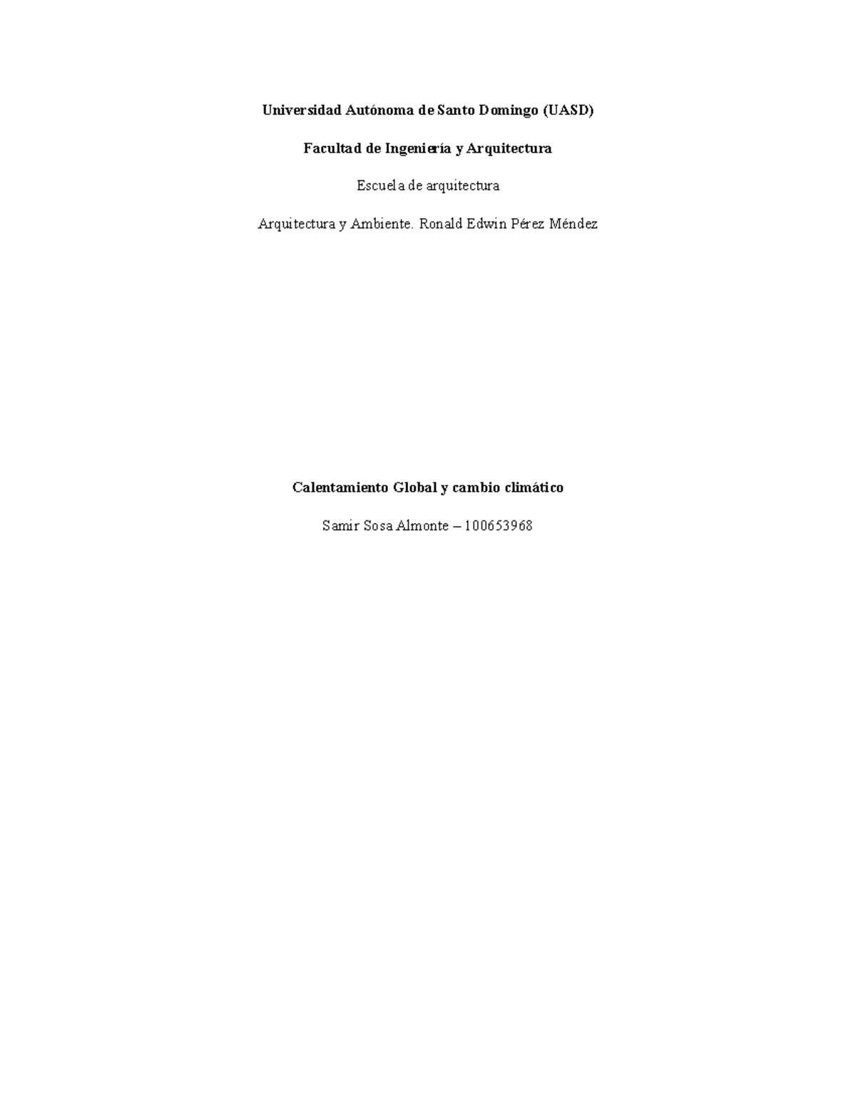 Calentamiento Global y Cambio Climático - UASD 100653968 - Studocu