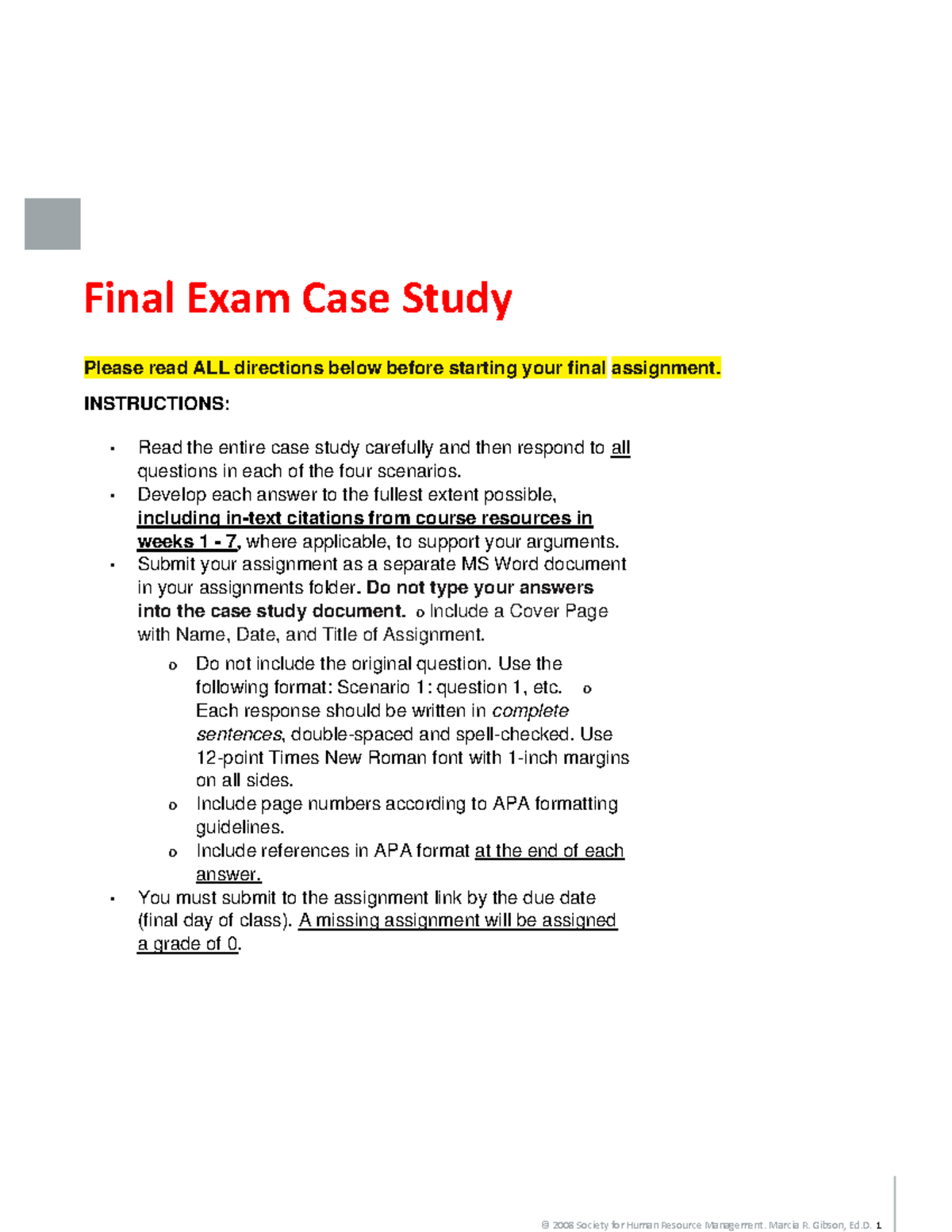 HRMN 300 Final Exam Case Study Assignment - Summer Fall 2022 - Studocu