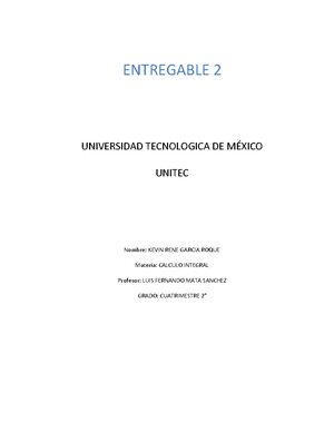 Entregable 1 calculo integral - UNIVERSIDAD TECNOL”GICA DE M.. CAMPUS EN LINEA PRIMER ENTREGABLE ...