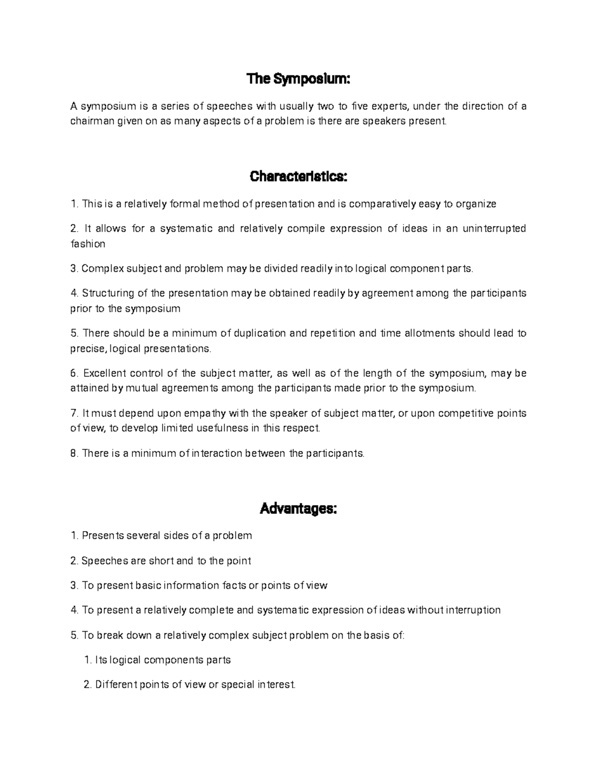 The Symposium: Characteristics, Advantages, and Conduct Guidelines ...
