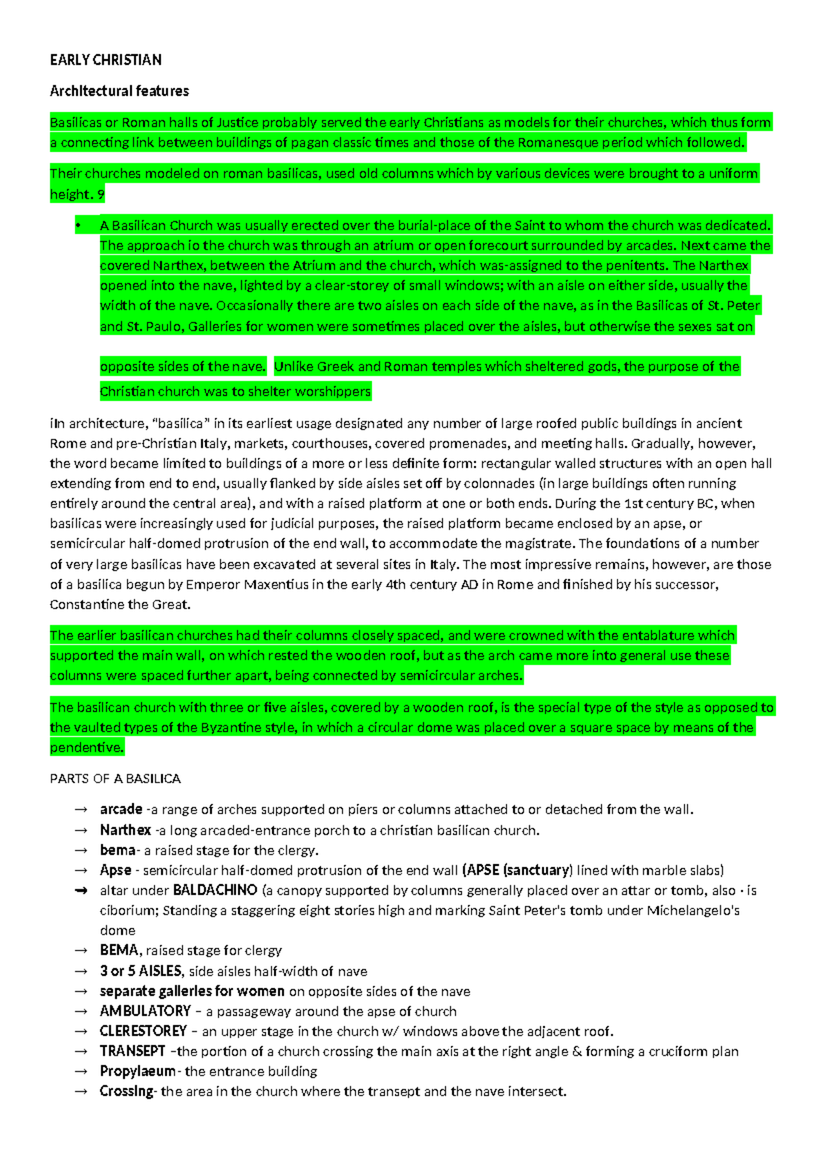 Early Christian report - EARLY CHRISTIAN Architectural features ...