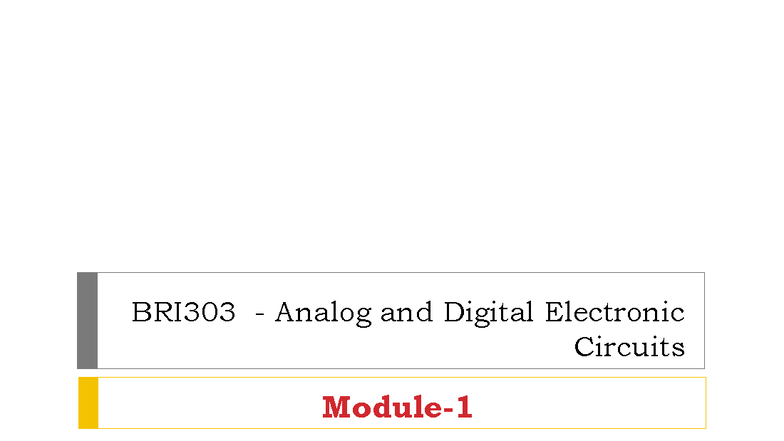 BRI303 - Analog & Digital Circuits: Syllabus & Key Concepts - Studocu