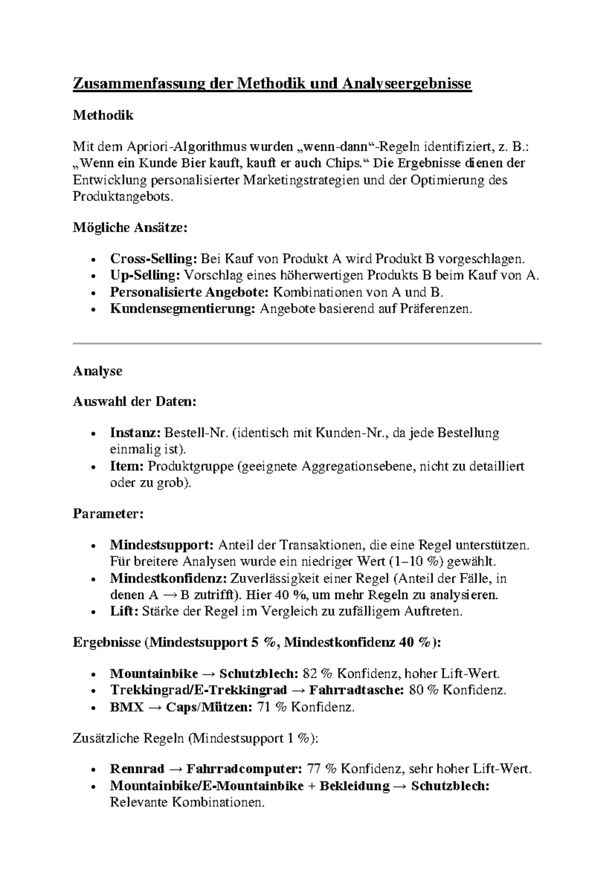 Zusammenfassung der Methodik und Analyseergebnisse für Aufgabe 3 - Studocu