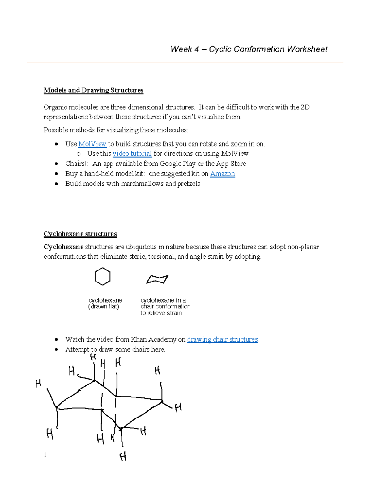 Week 4 Organic Chemistry: Cyclic Conformations and Models - Studocu