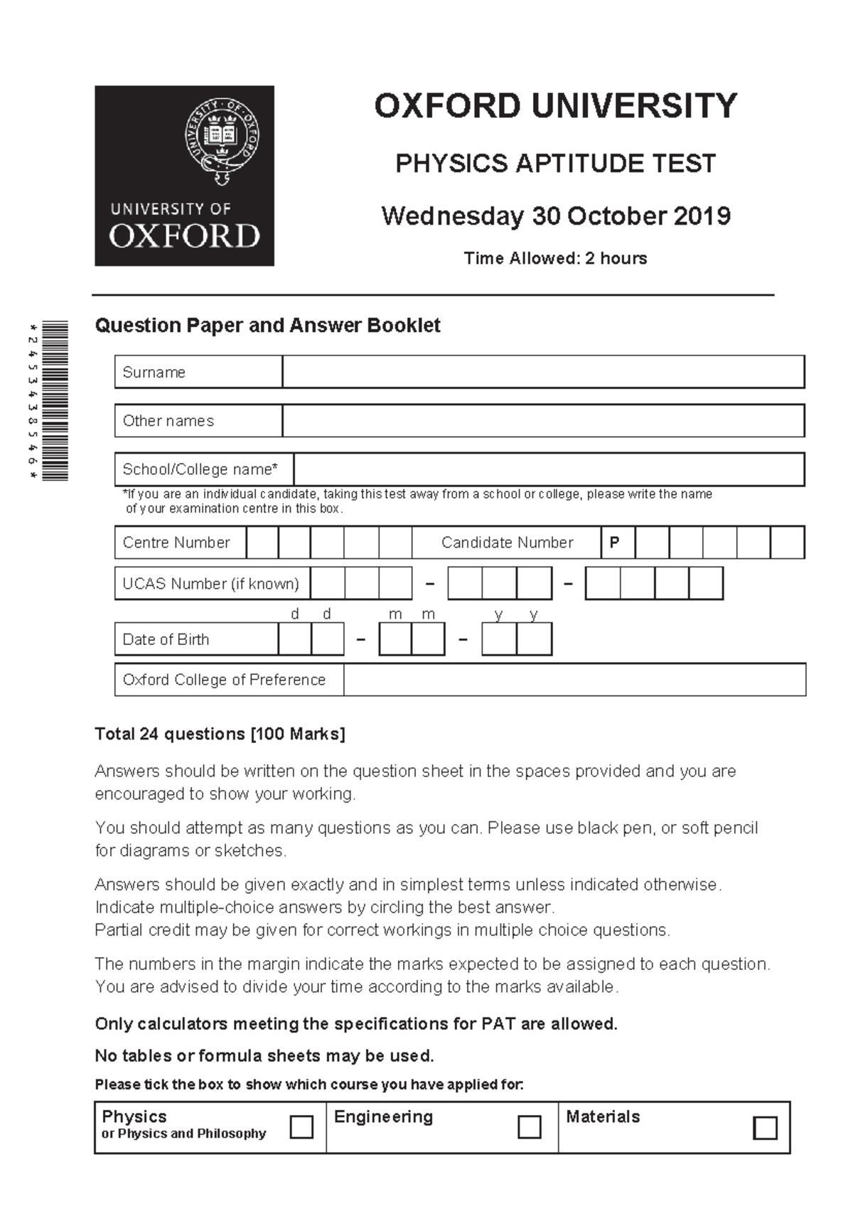 Pat-2019 - Physics Aptitude Test Notes and Questions - Studocu