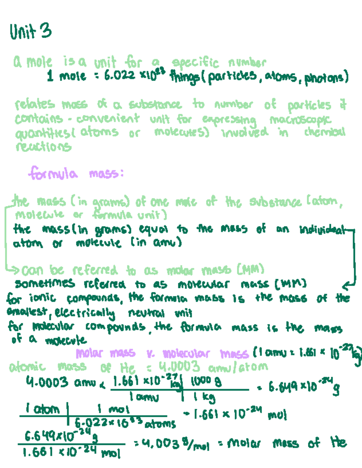 Chem 104 Unit 3: Understanding Moles and Chemical Reactions - Studocu