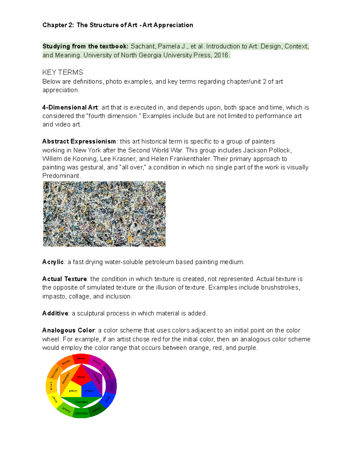 Chapter 2 Analysis: The Structure of Art - Art Appreciation Notes - Studocu