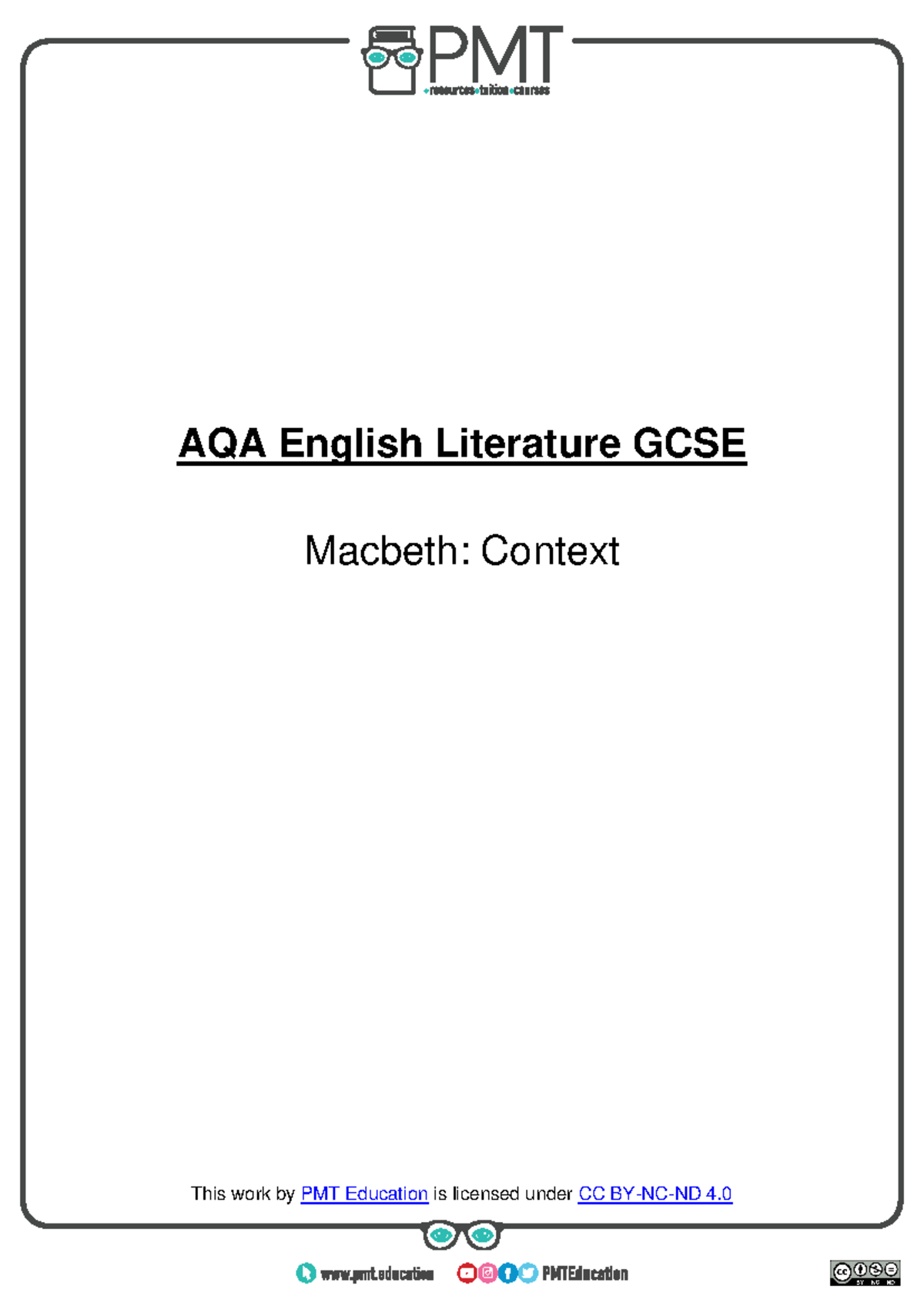 Macbeth Context Insights - AQA English Lit GCSE Study Guide - Studocu