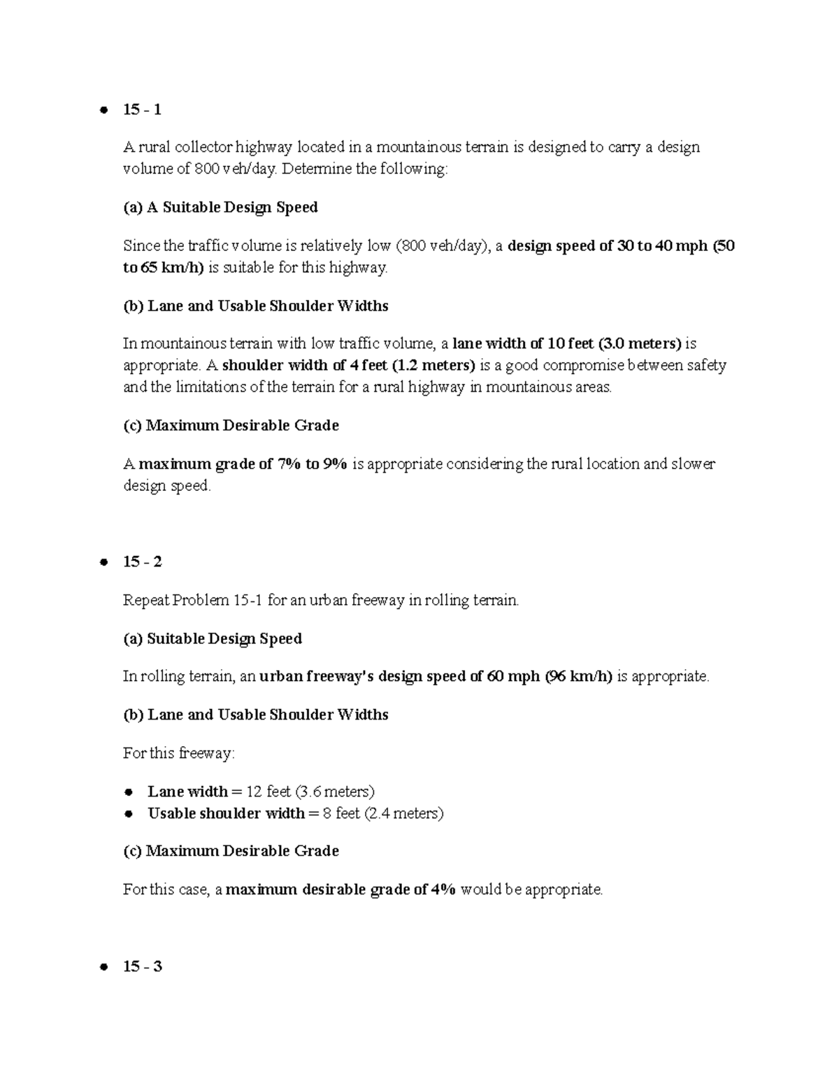 Assignment 2 HRE: Design Considerations for Highway Geometry - Studocu
