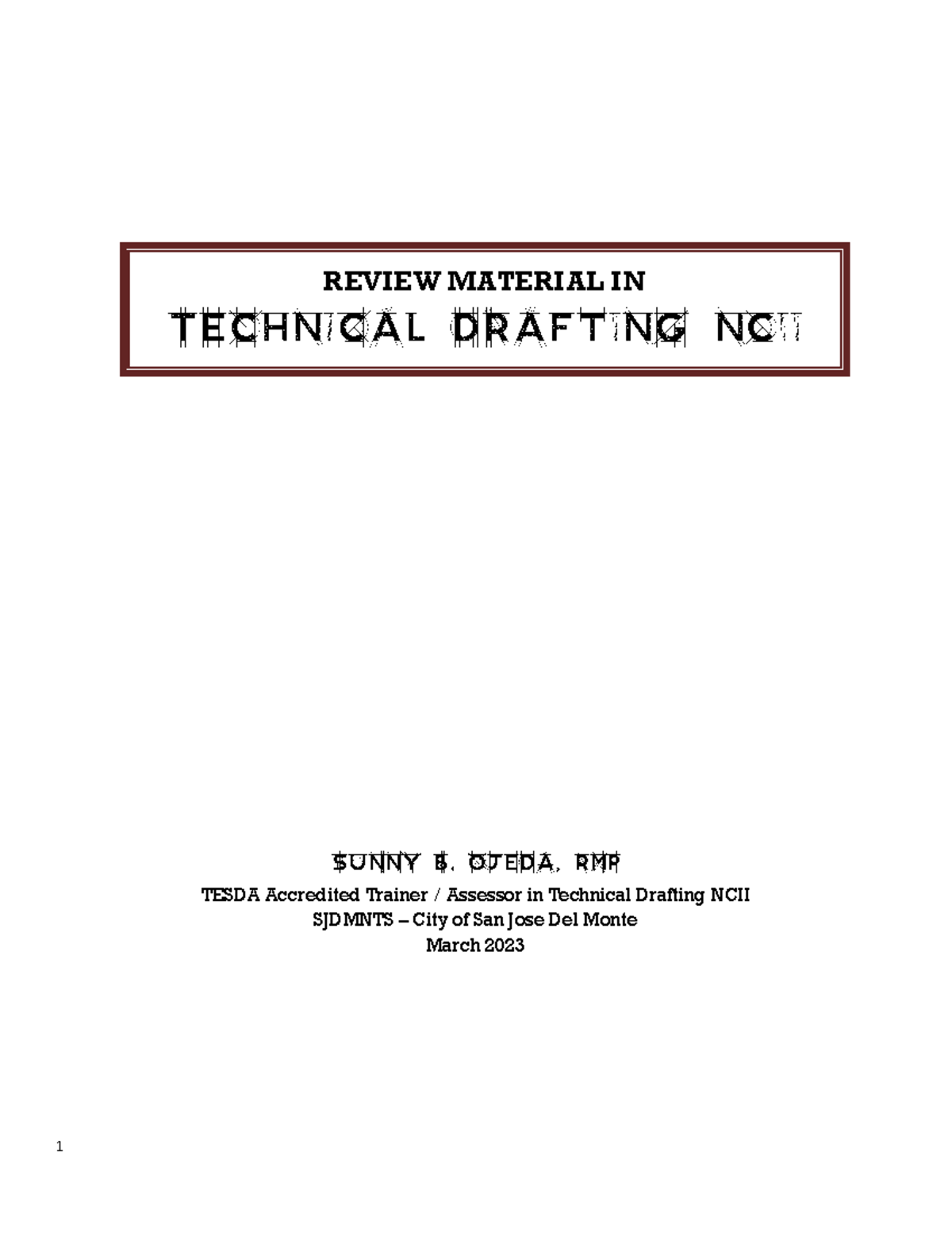 Review Material for TESDA Trainer in Technical Drafting NCII (2023 ...
