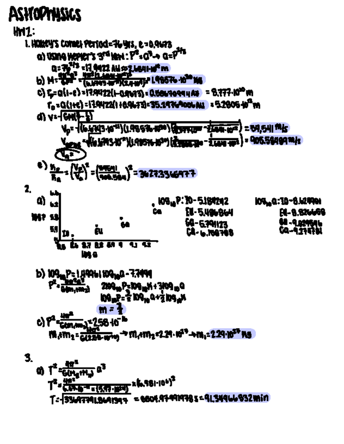 Astrophysics HW1: Detailed Solutions and Calculations - Studocu