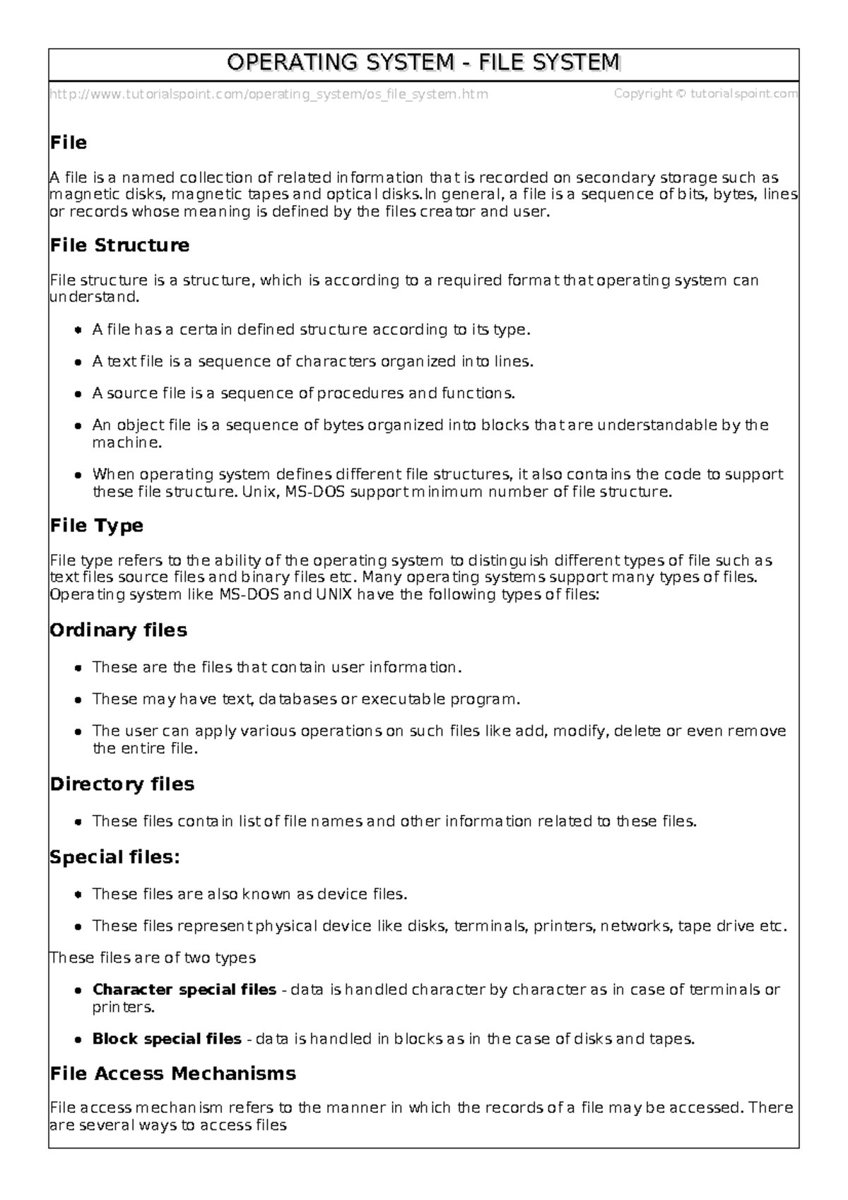 OS file system - reference - tutorialspoint/operating_system/os_file_system.htm Copyright ...