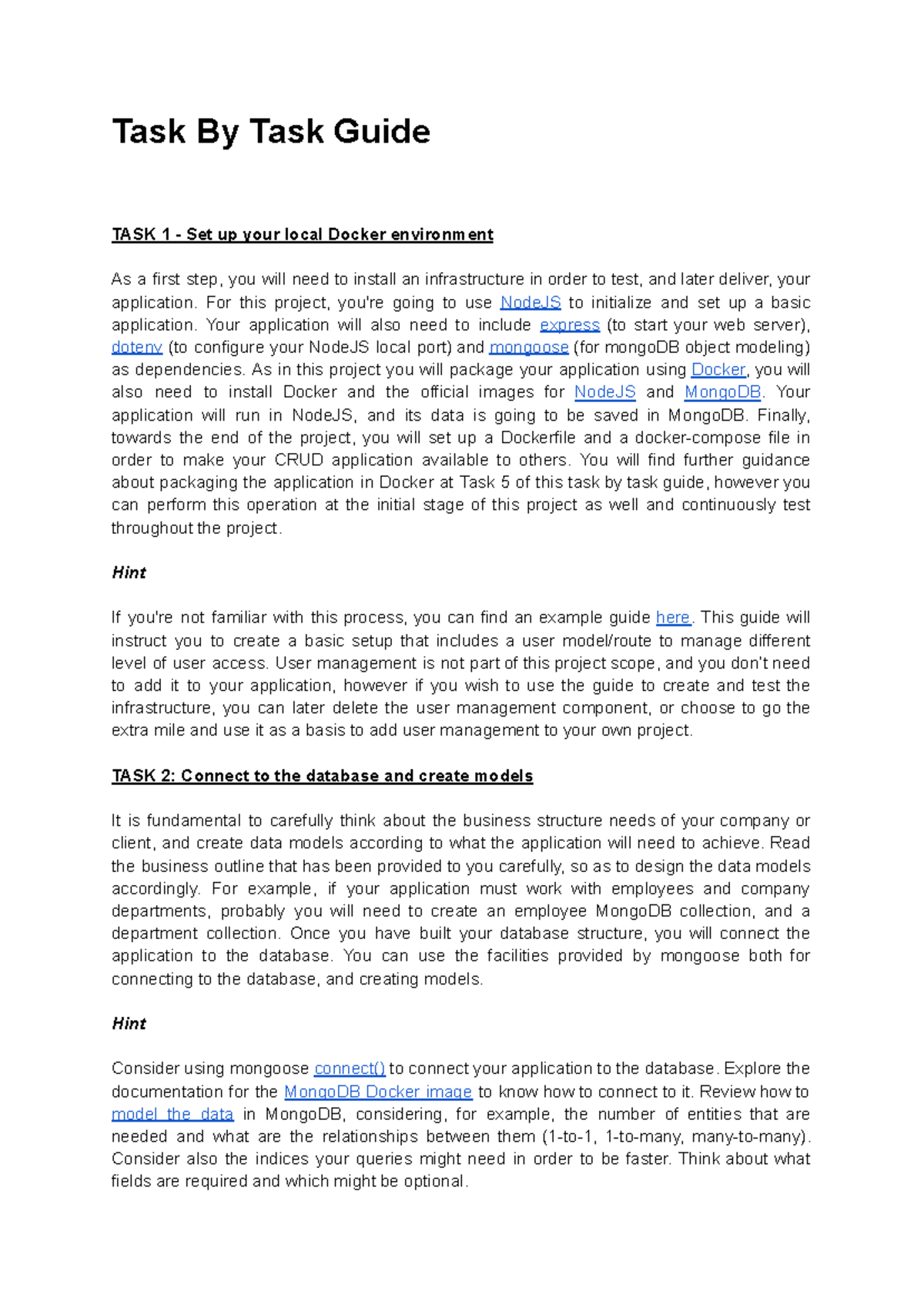 CRUD Task By Task Guide - Task By Task Guide TASK 1 - Set up your local ...