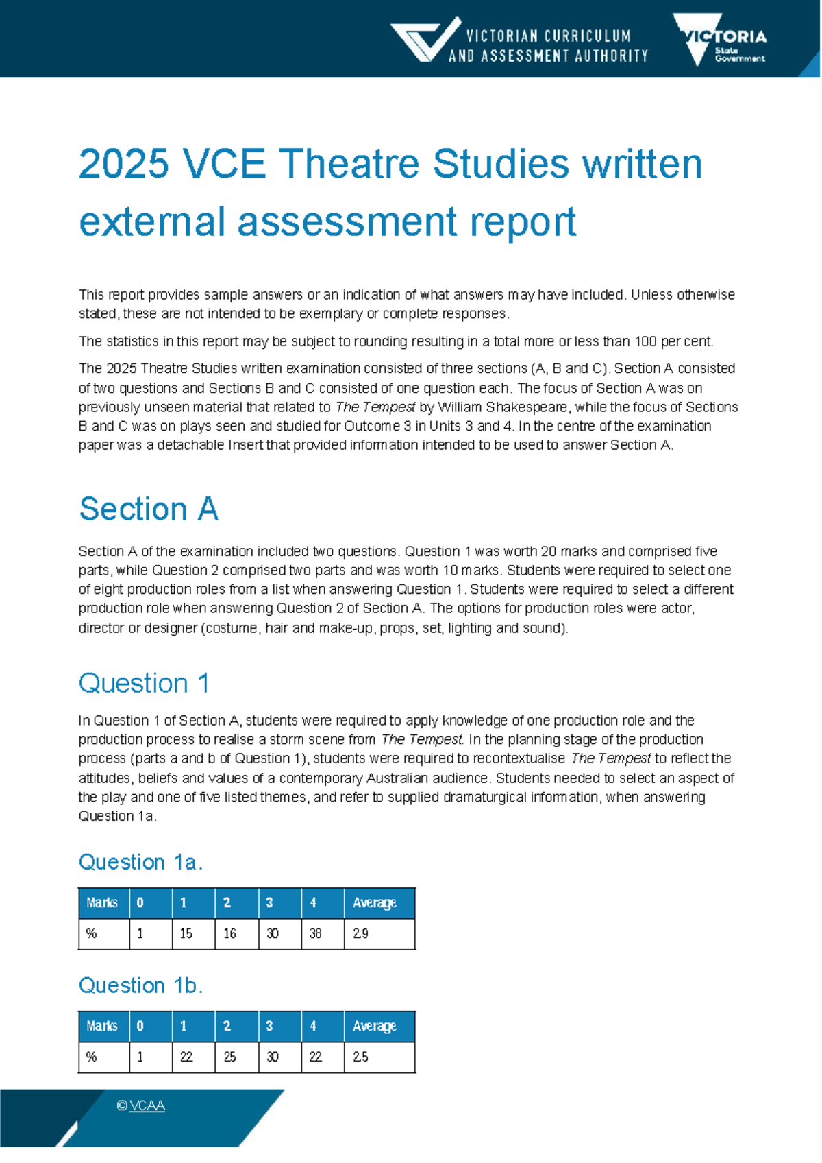 2025 VCE Theatre Studies Written Exam Assessment Report - Studocu