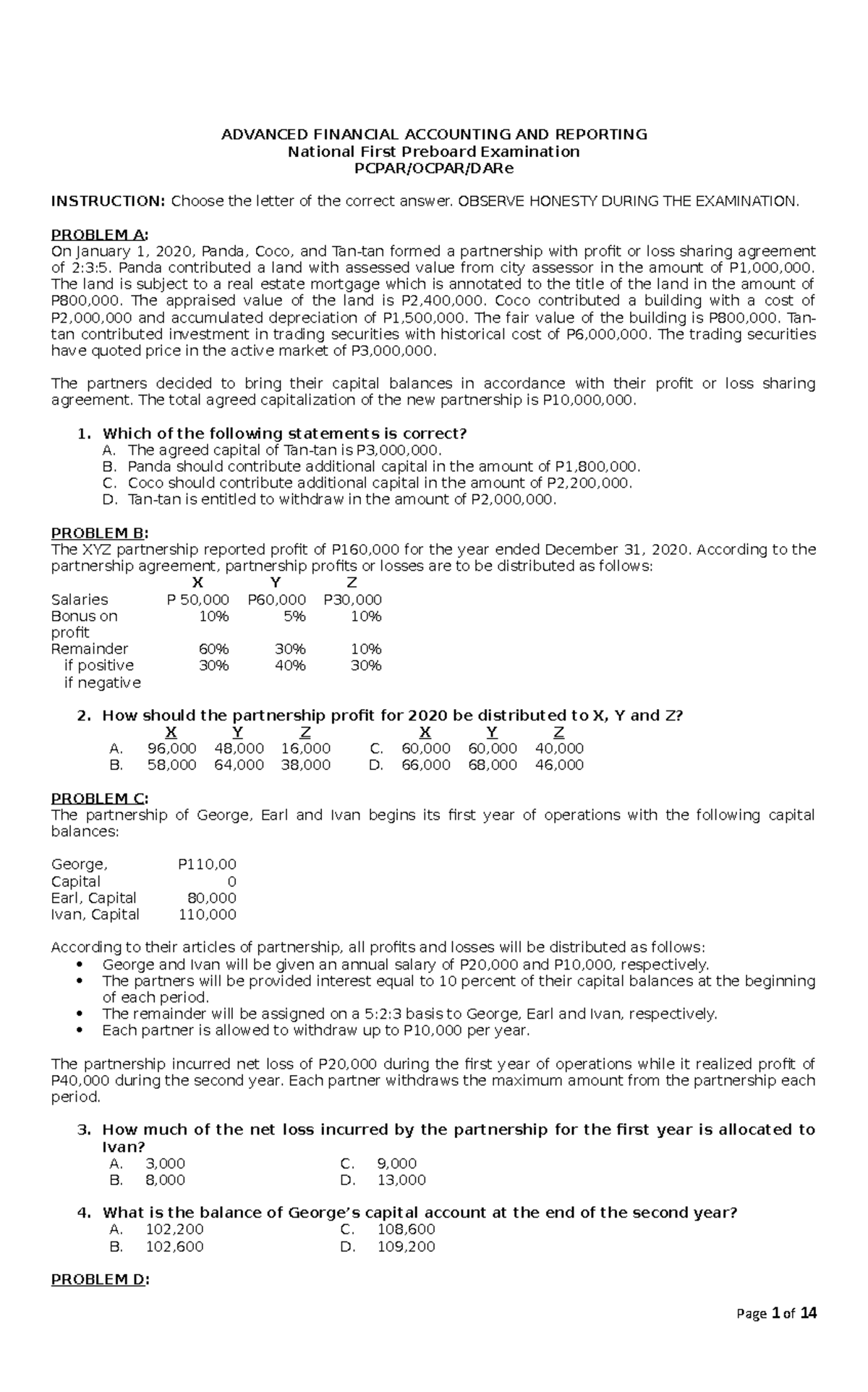 Management Services Questions - ADVANCED FINANCIAL ACCOUNTING AND ...