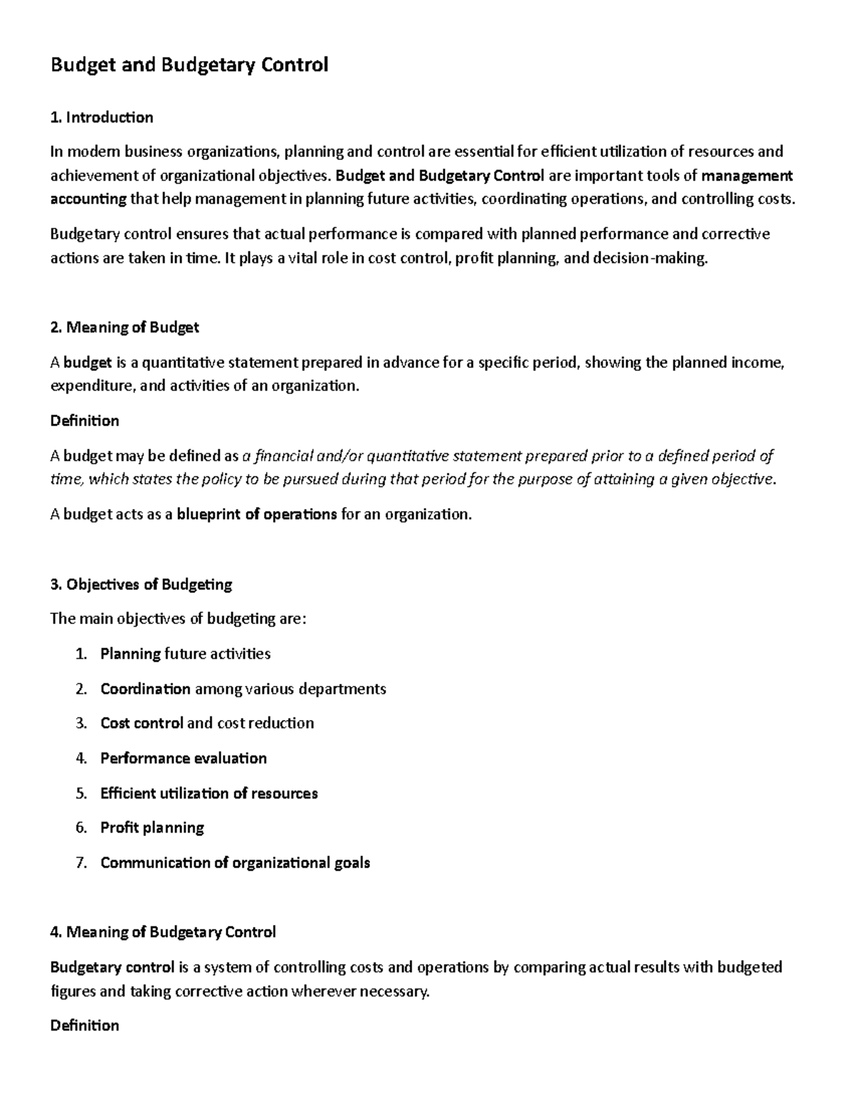 Budget and Budgetary Control: Key Concepts and Practical Applications ...