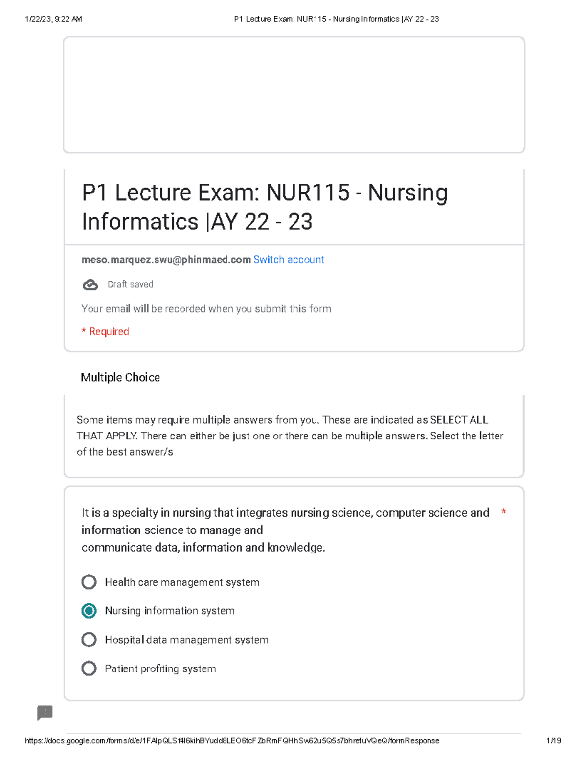 P1-Lecture-Exam-NUR115-Nursing-Informatics-AY-22-23-Study Guide - Studocu