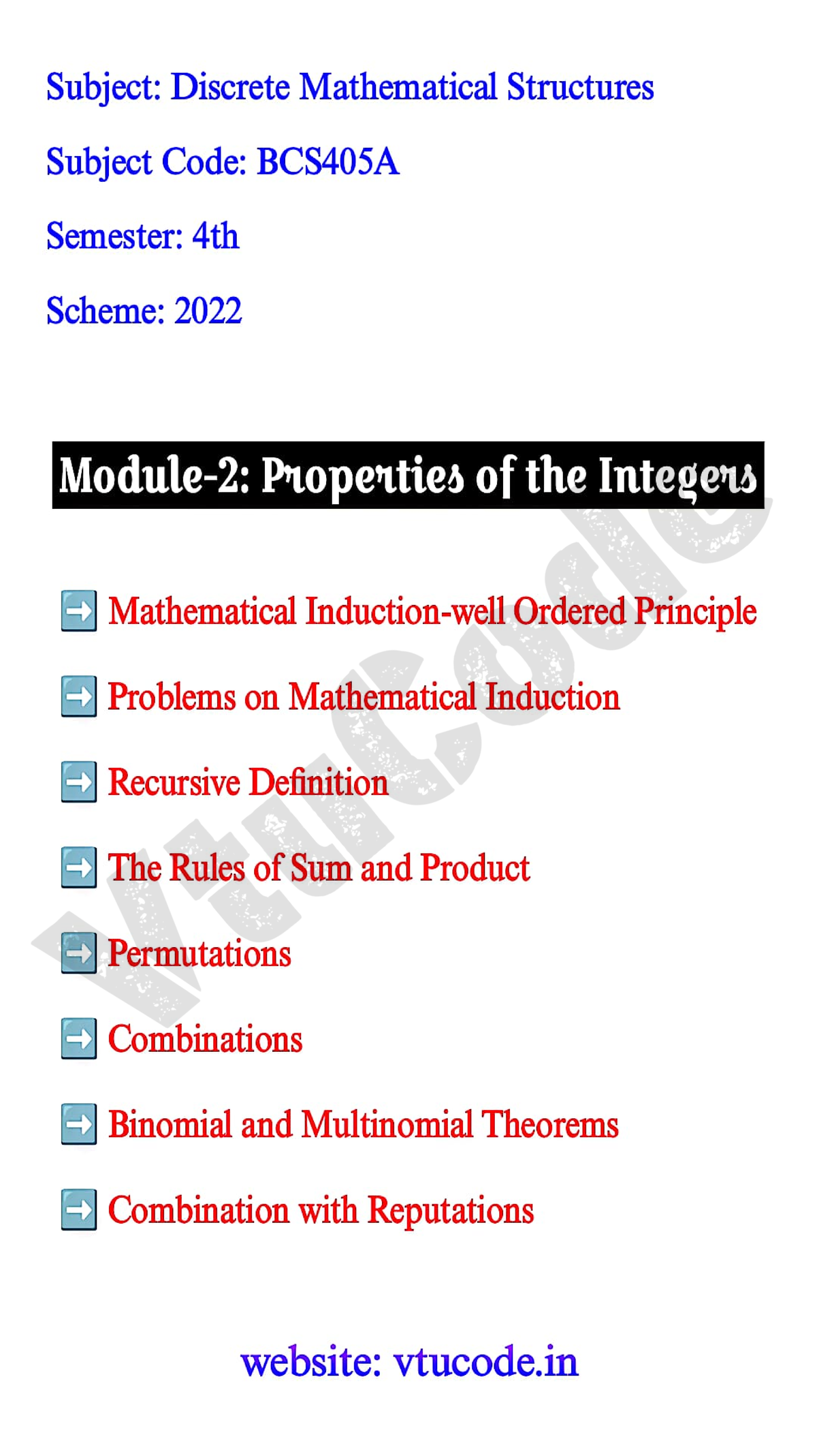 Discrete Mathematical Structures BCS405A: Induction Principles ...