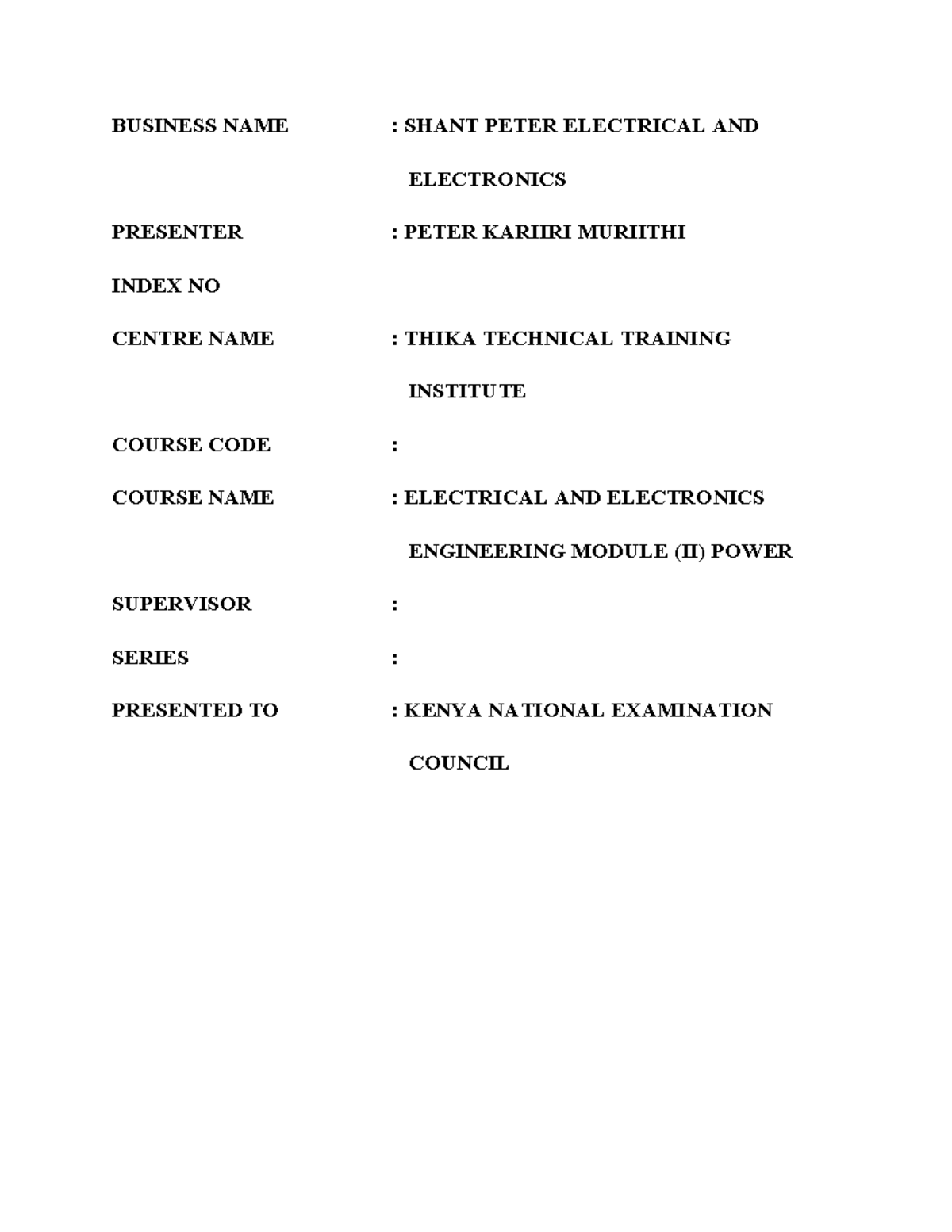 Shant Business Plan for Electrical & Electronics Engineering (ENG 202 ...