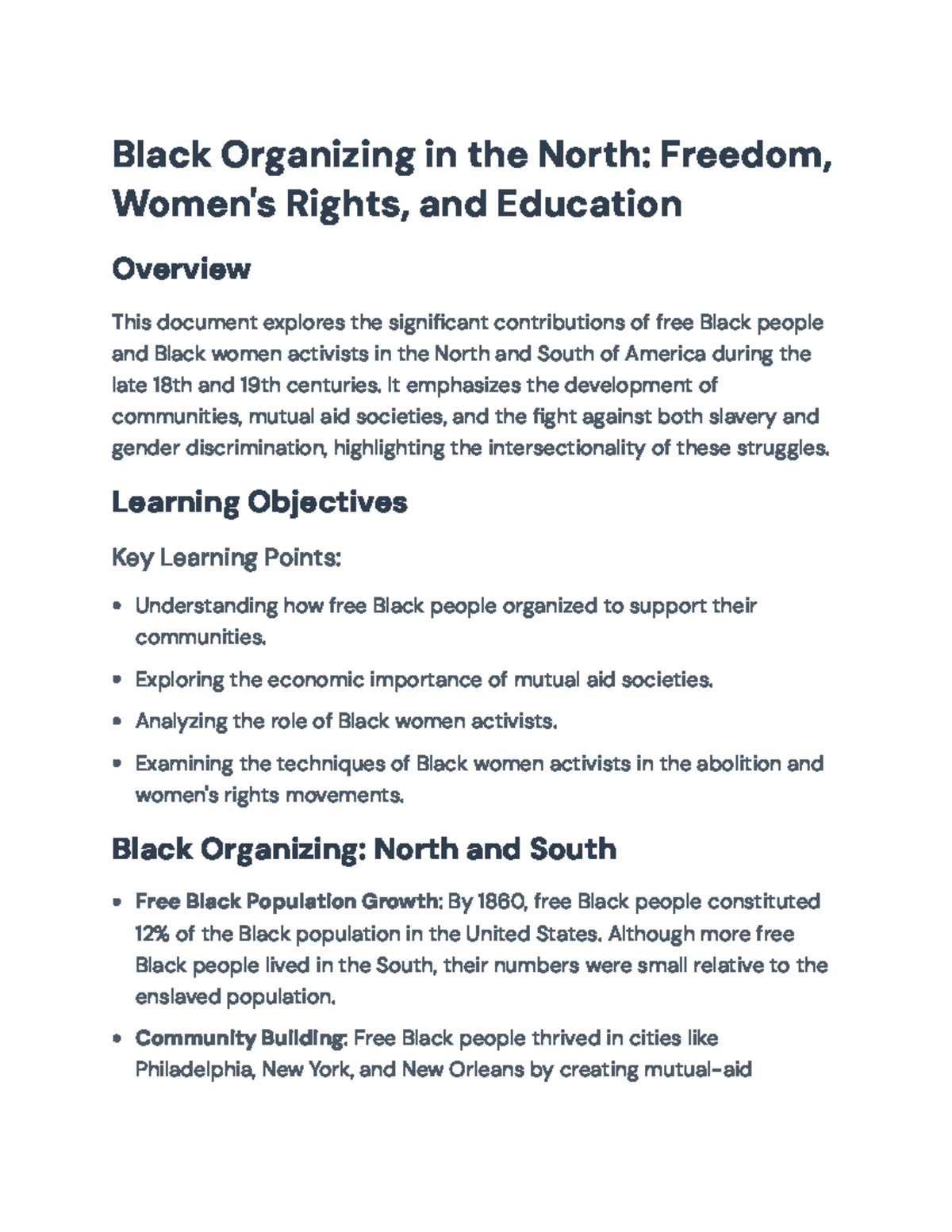 Black Organizing in the North: Black Women's Activism & Education ...